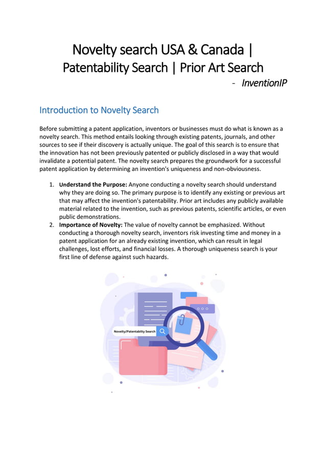 Novelty search USA & Canada | Patentability Search | InventionIP | PDF