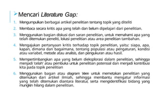 BAHAN PRESENTASI NOVELTY DAN RESEARCH GAP | PPTX