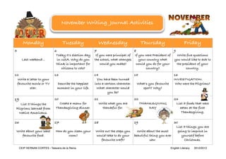 November Writing Journal Activities | PPT