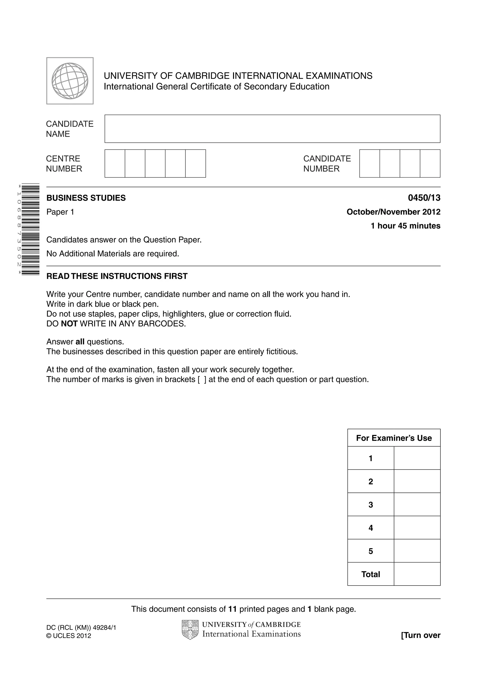November 2012-question-paper-13 | PDF | Free Download