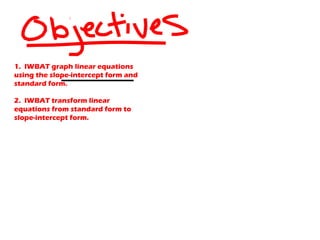 6.2-3 Slope-Intercept and Standard forms | PPT