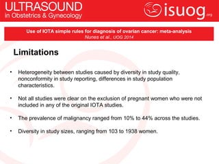 UOG Journal Club: Use of IOTA simple rules for diagnosis of ovarian ...