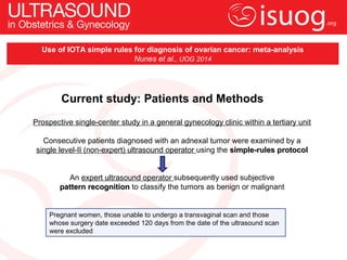 UOG Journal Club: Use of IOTA simple rules for diagnosis of ovarian ...