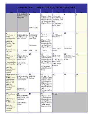 November 2016 calendar | PDF