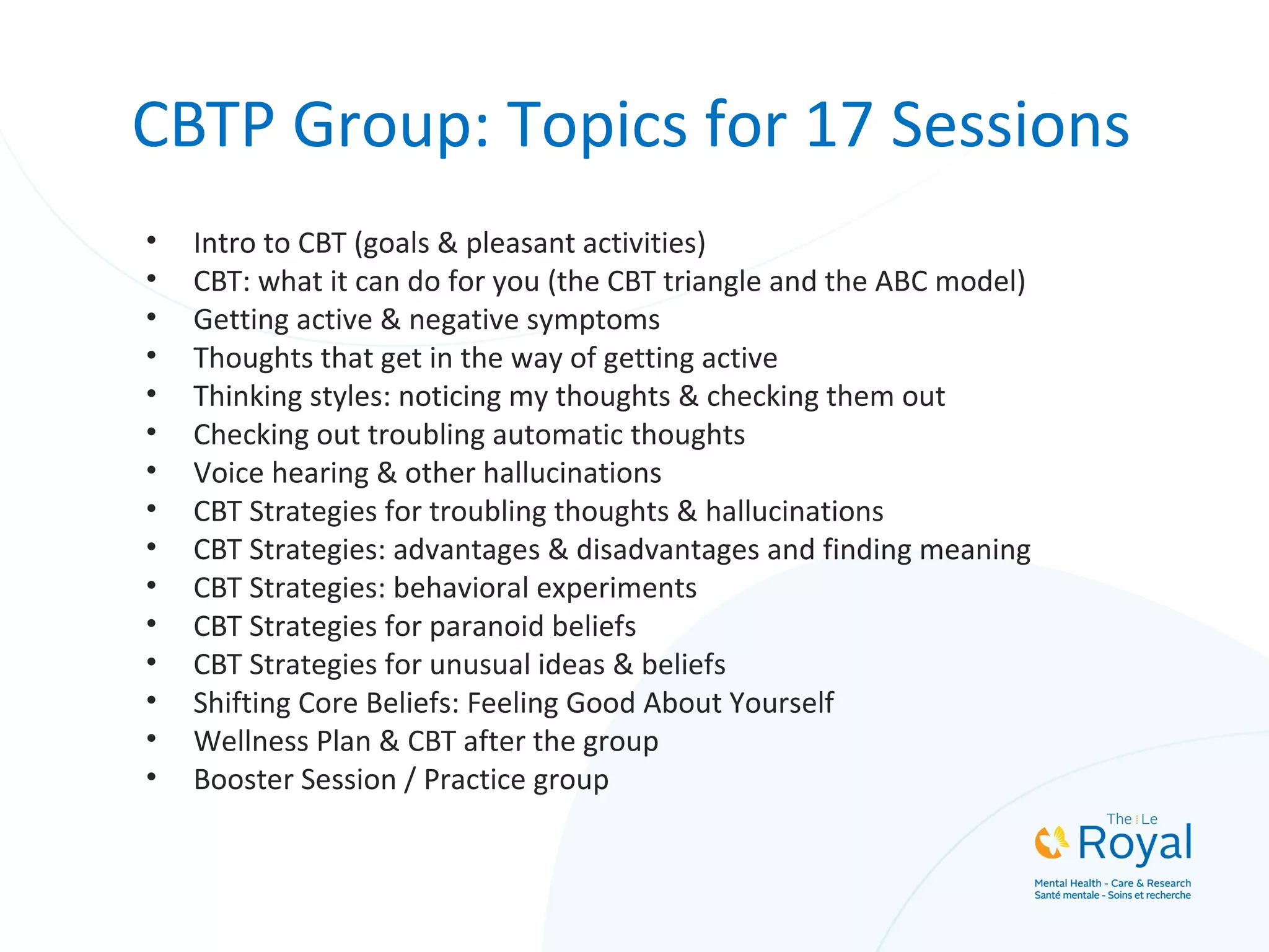 Strengths-Focused Cognitive Behavioural Therapy for Psychosis and ...