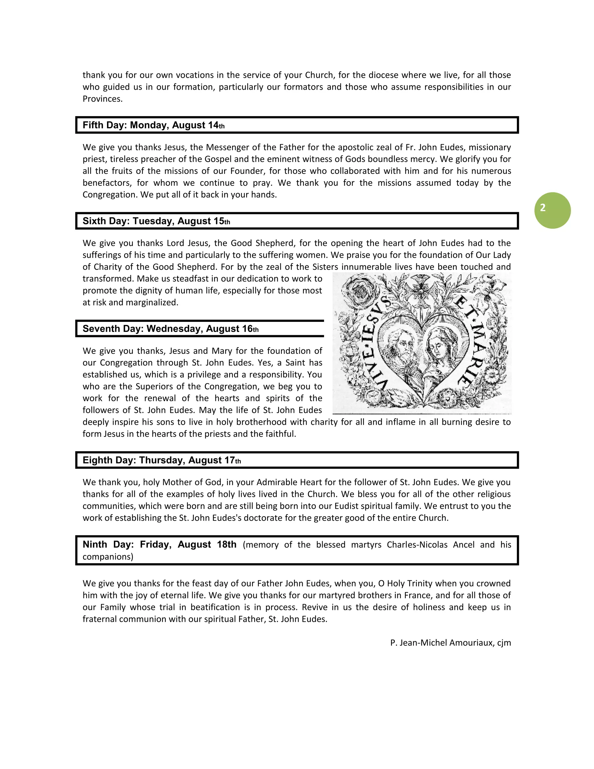 Novena in Preparation of the Celebration of the Feast of St John Eudes ...