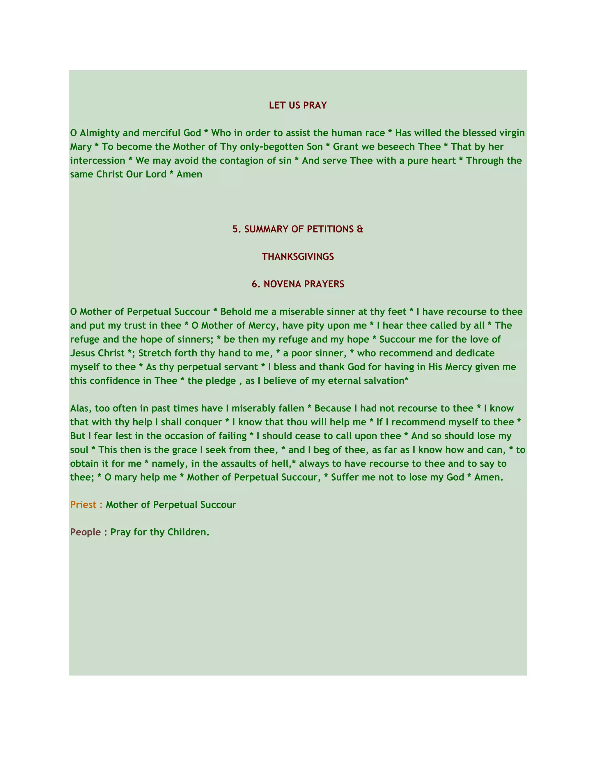 Mother of Perpetual Succour Novena | PDF