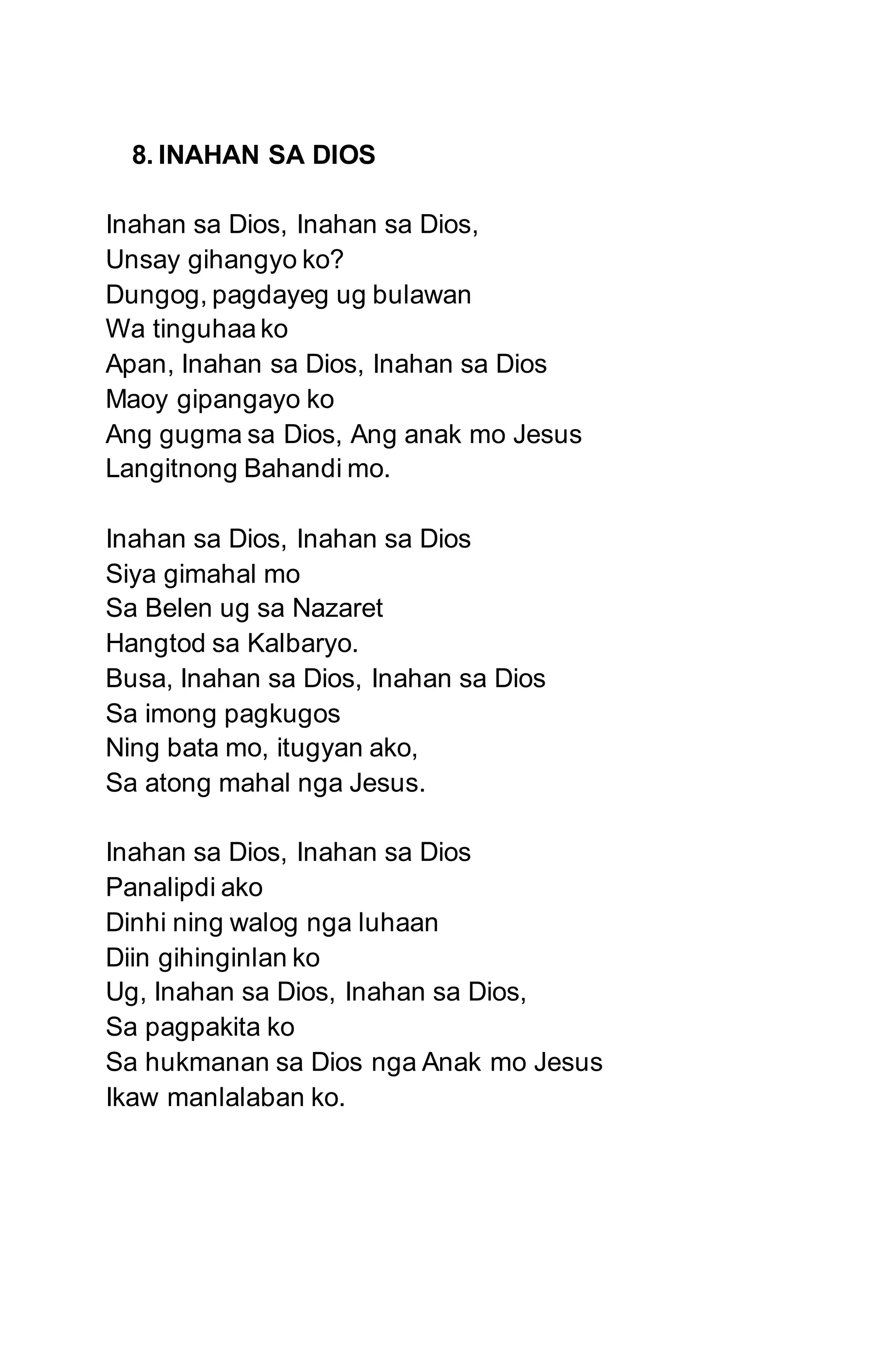 NOVENA SA INAHAN SA KANUNAYNG PANABANG | DOCX