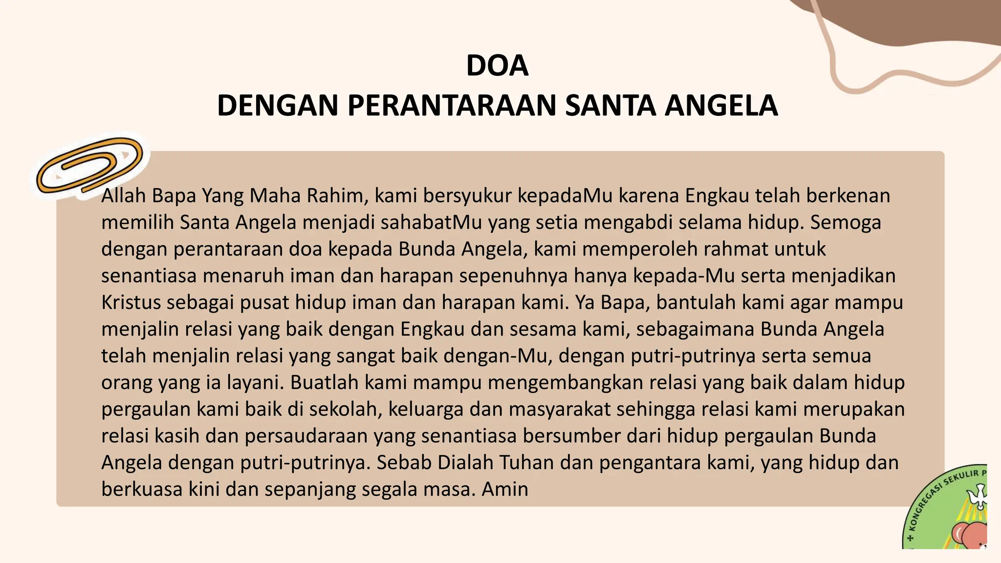 doa novena santa angela hari ke empat pptx | PPTX