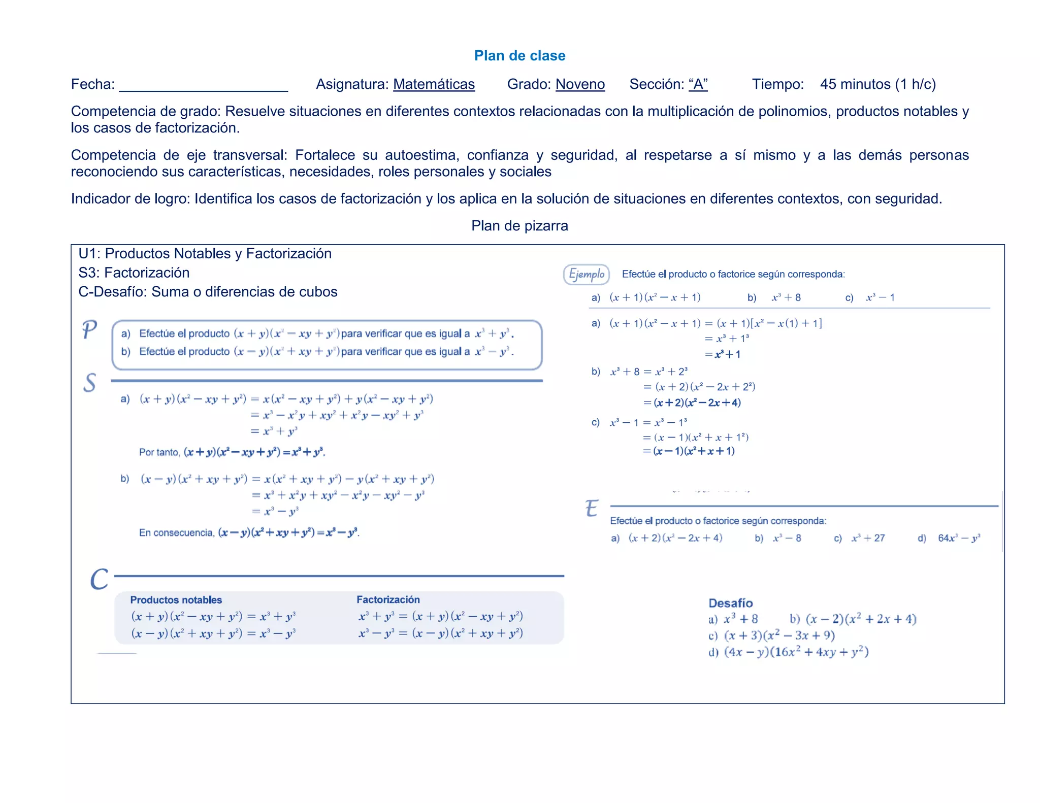 PLAN DE MATEMÁTICA 2019 - PLAN PIZARRA NICARAGUA | PDF