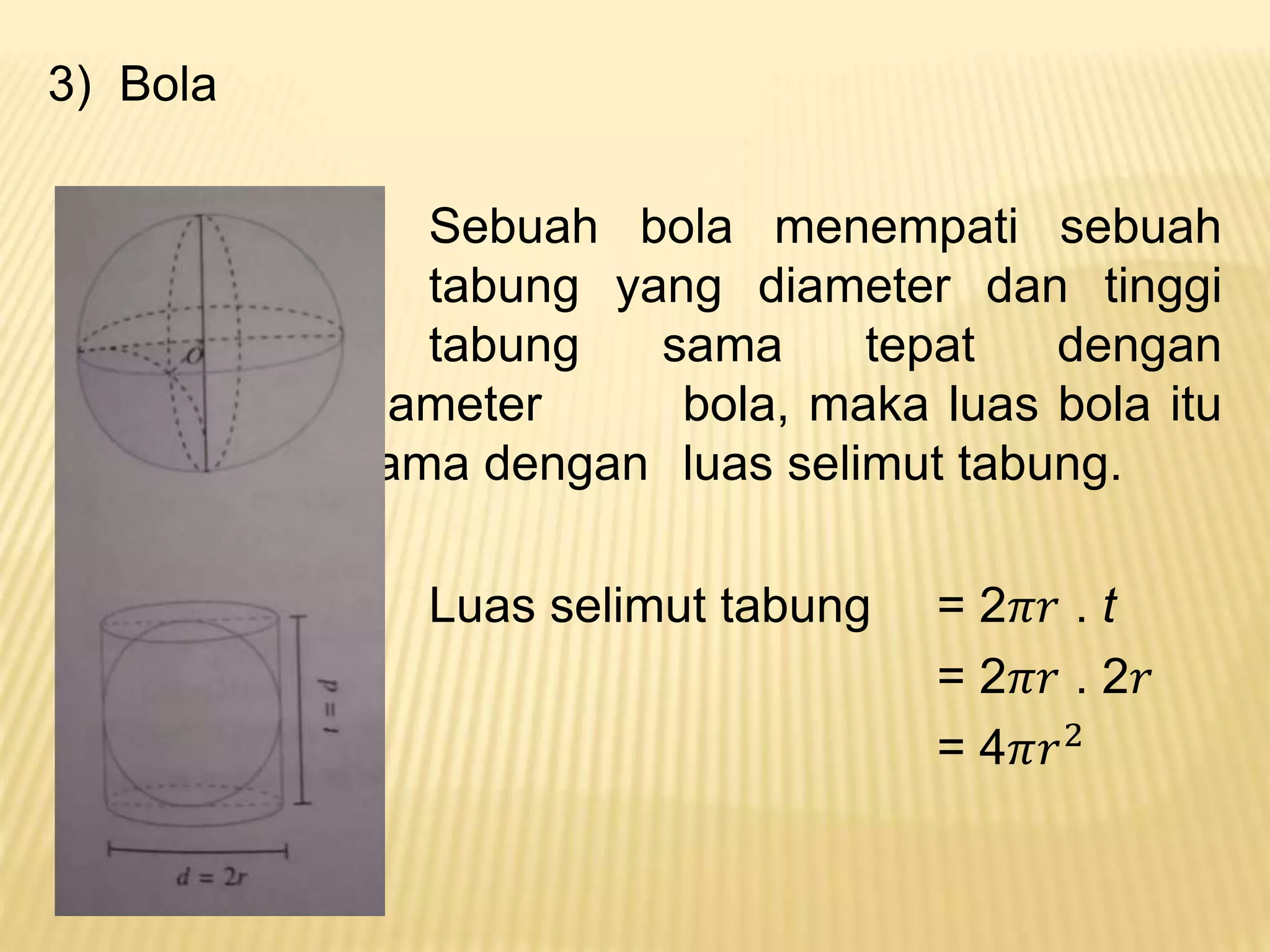 LUAS PERMUKAAN DAN VOLUME BANGUN DATAR DAN BANGUN RUANG SISI LENGKUNG ...