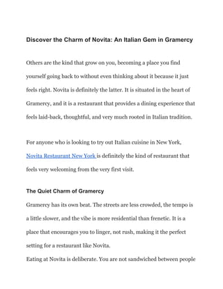 Discover the Charm of Novita : An Italian Gem iN Gramercy | PDF
