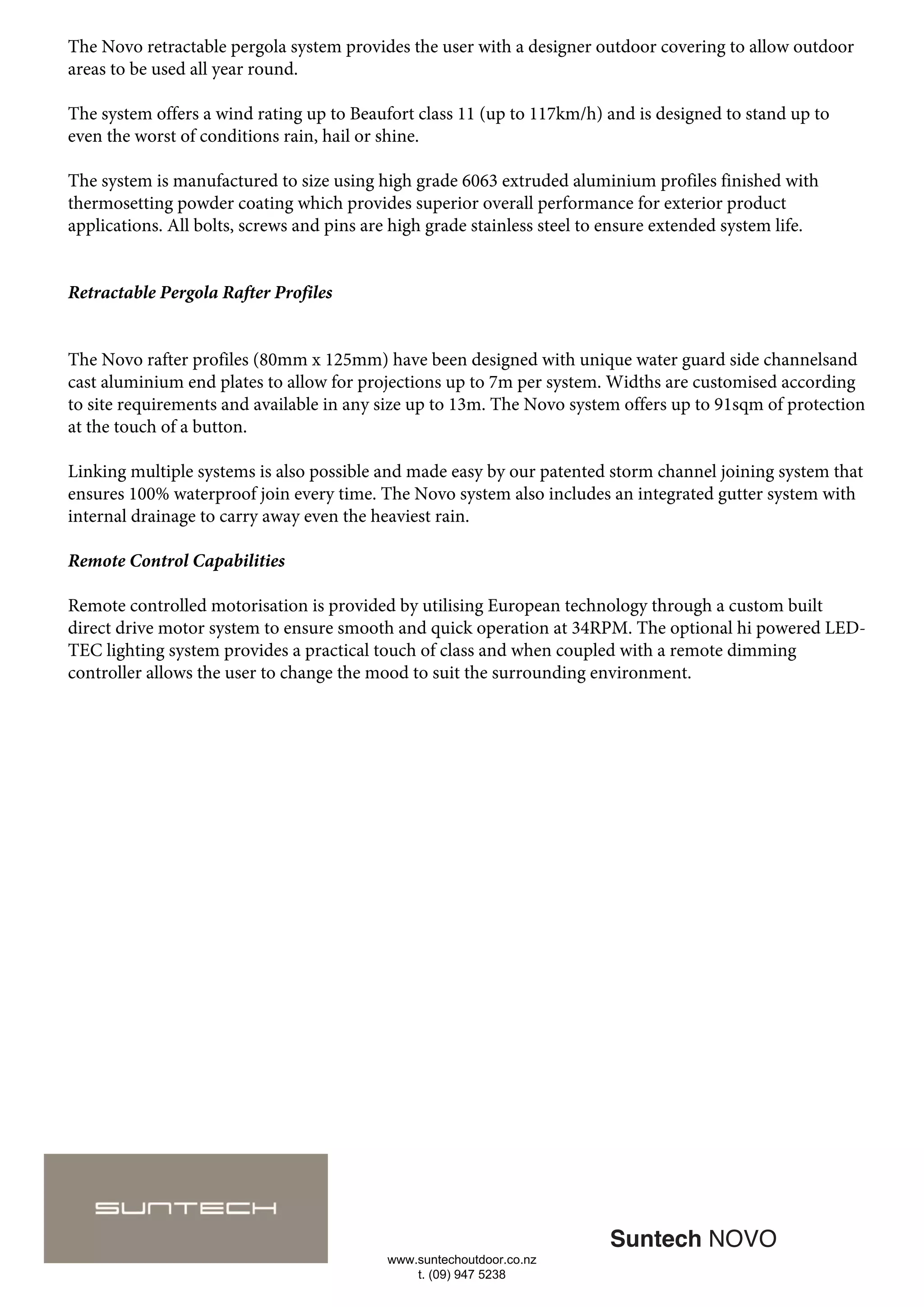 Suntech Novo Retractable Roof | PDF