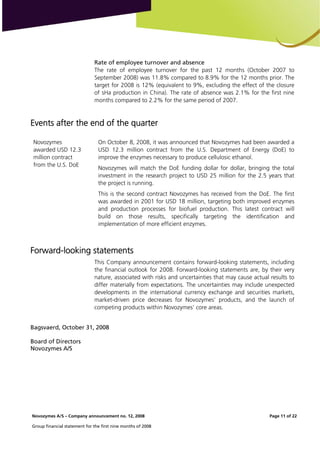 Novoenzymes 2008 Q3 Enfinal | PDF