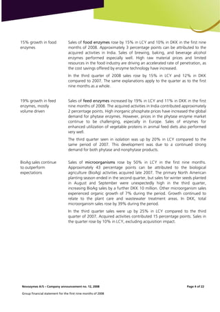 Novoenzymes 2008 Q3 Enfinal | PDF