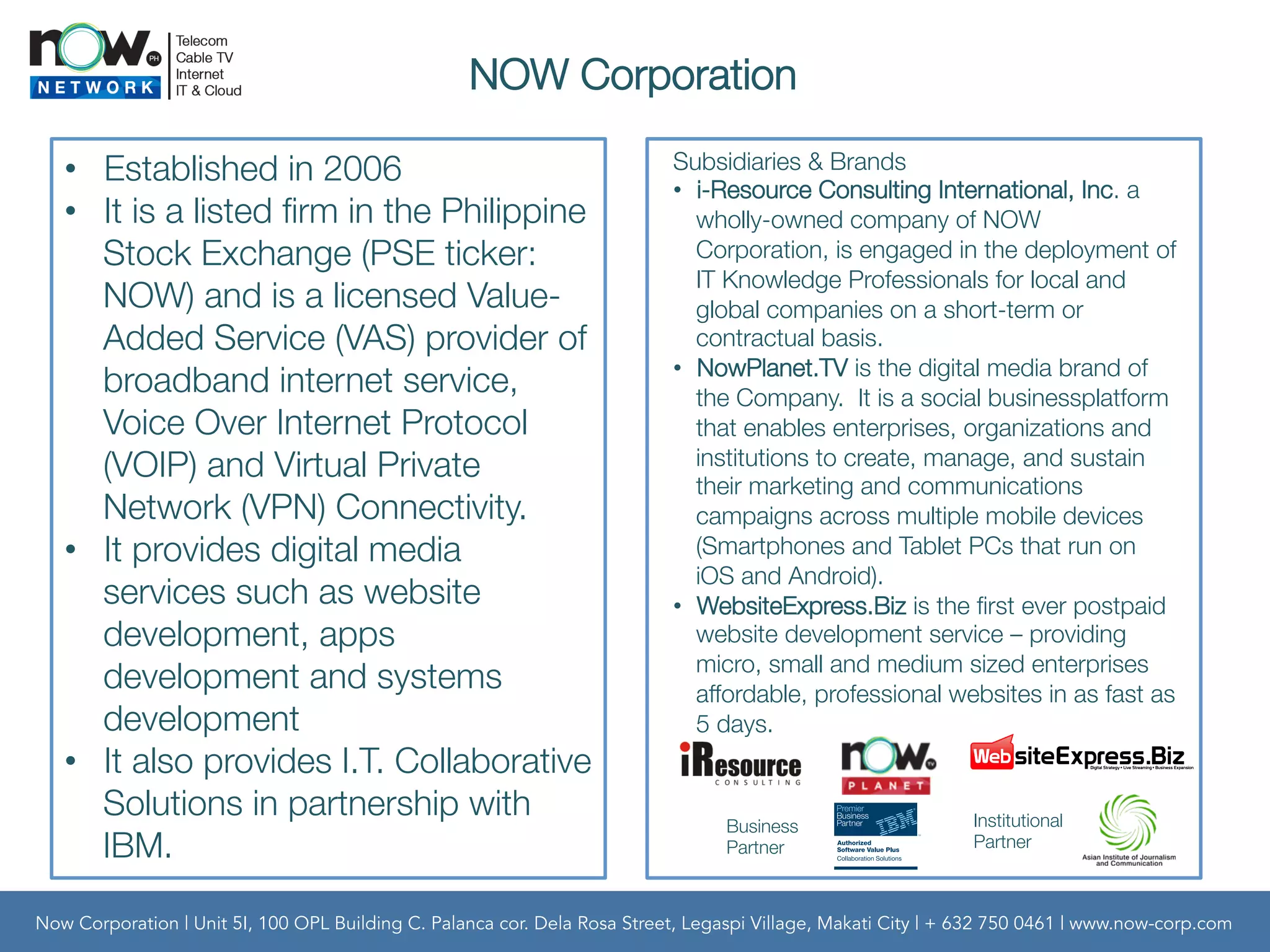 NOW company profile | PPT