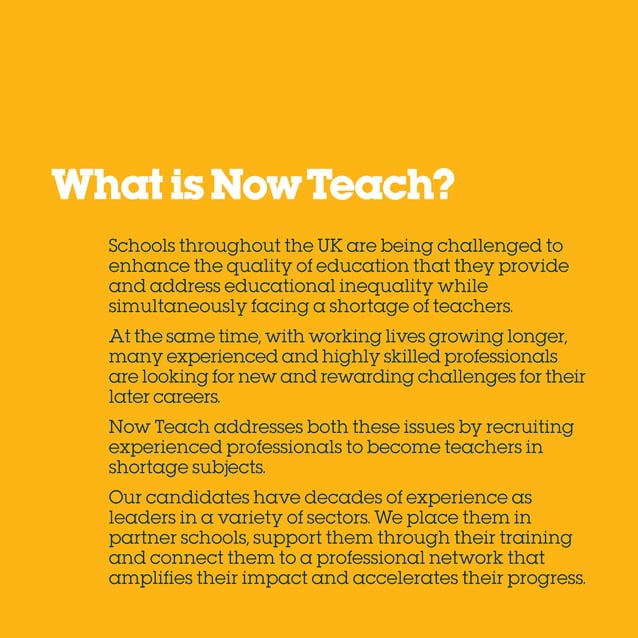 Now Teach overview for partner schools | PDF