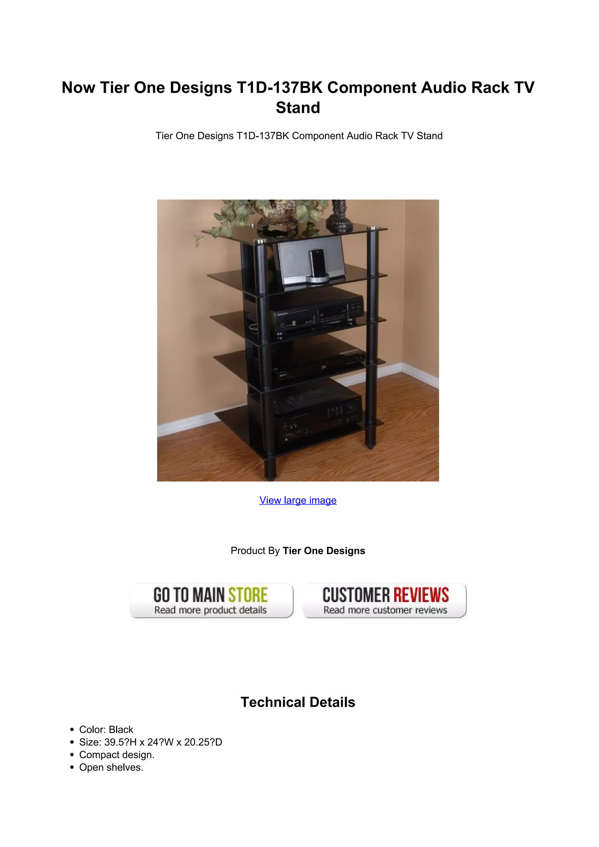 Now tier one designs t1 d 137bk component audio rack tv stand | PDF