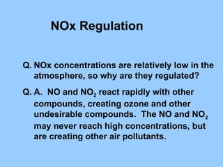 NOx, Sources and Control Methods, Combustion | PPT | Indoor Environmental Quality | Home & Garden