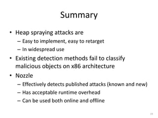 Nozzle: A Defense Against Heap-spraying Code Injection Attacks | PPT