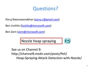 Nozzle: A Defense Against Heap-spraying Code Injection Attacks | PPT