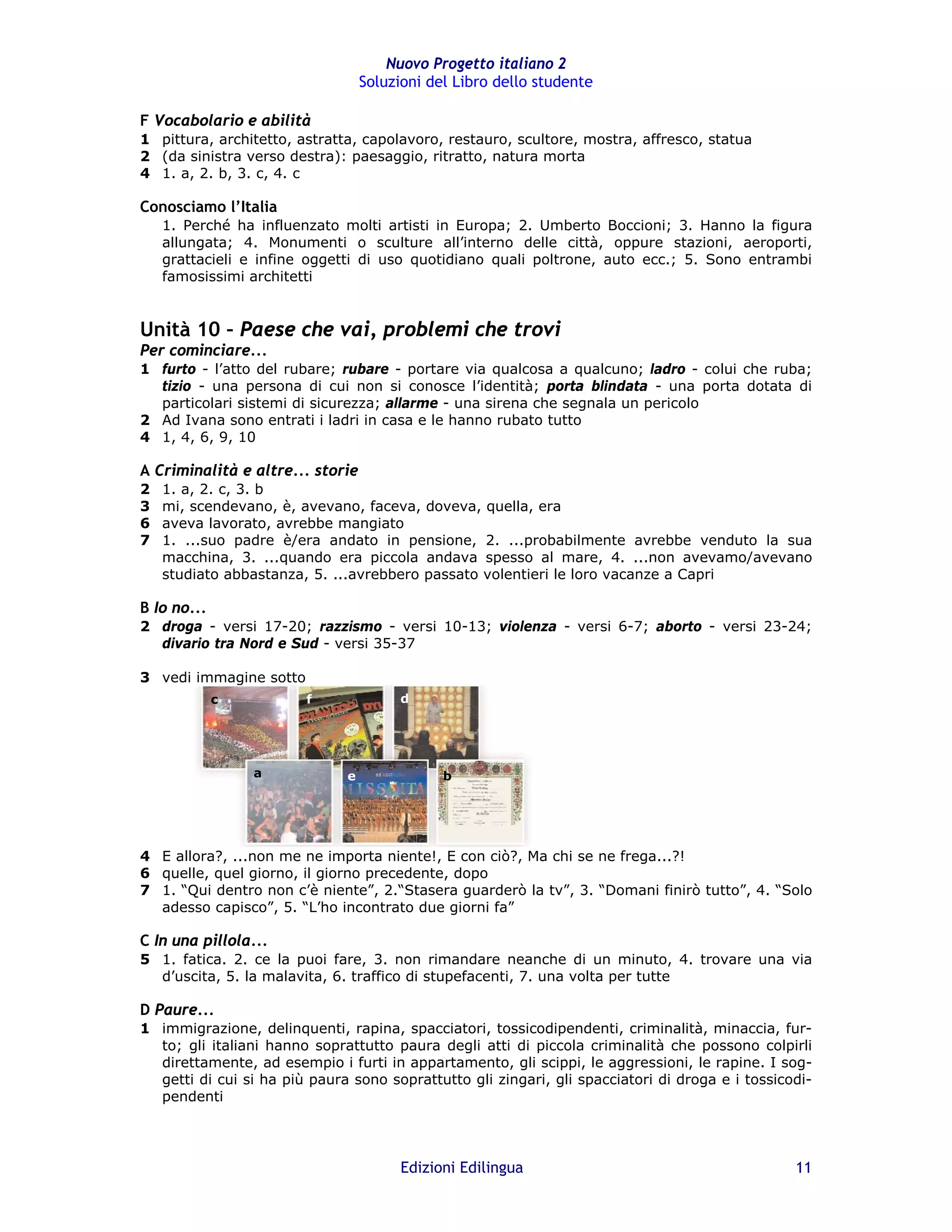 Nuovo Progetto italiano 2 - Libro dello studente - Soluzioni | PDF