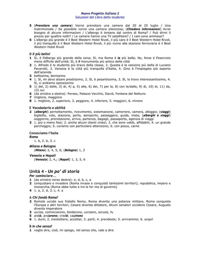 Nuovo Progetto italiano 2 - Libro dello studente - Soluzioni | PDF | World Cuisines | Food & Drink