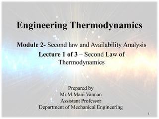 Engineering Thermodynamics-second law of thermodynamics | PDF