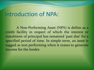 Non Performing Asset (NPA) | PPTX