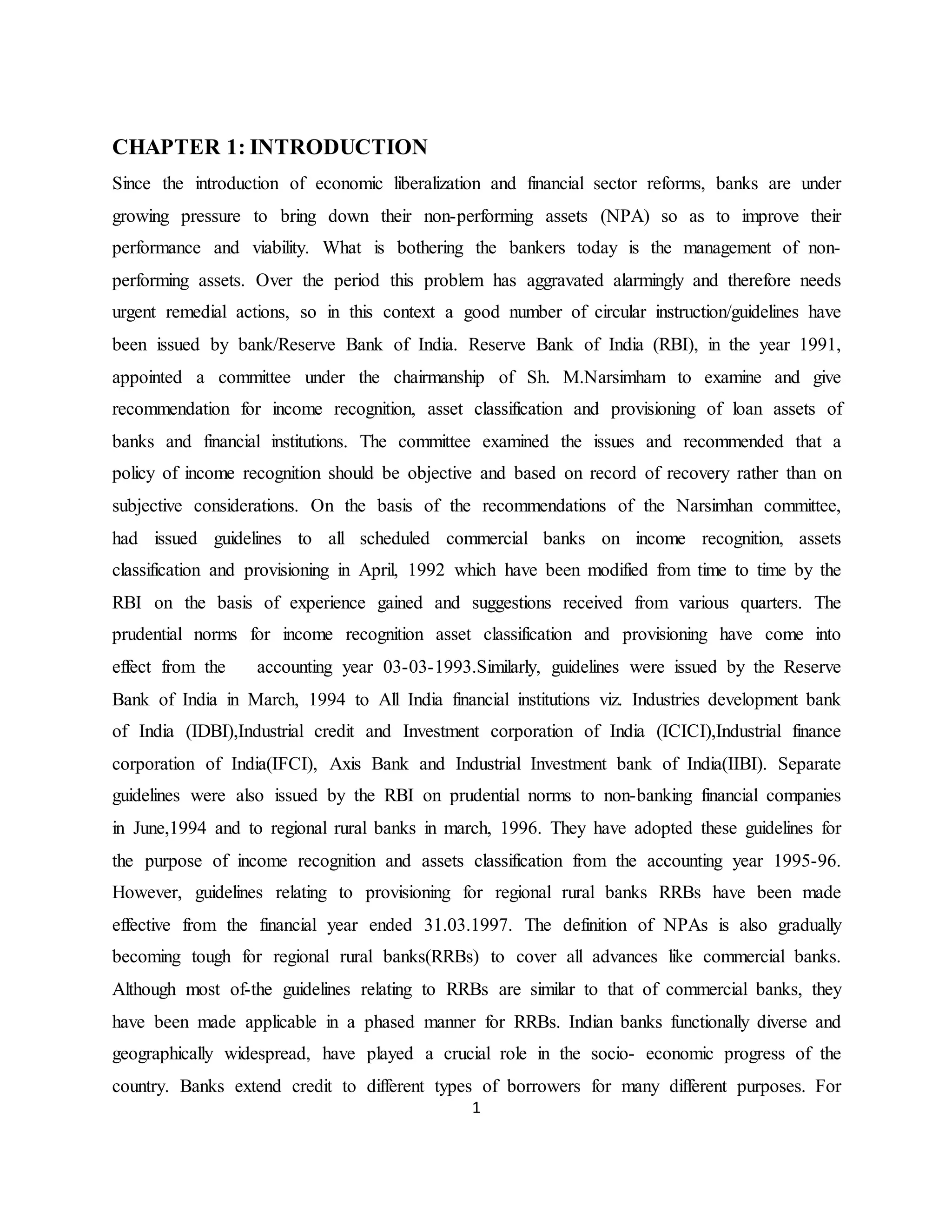 Npa management (finance project) | DOC