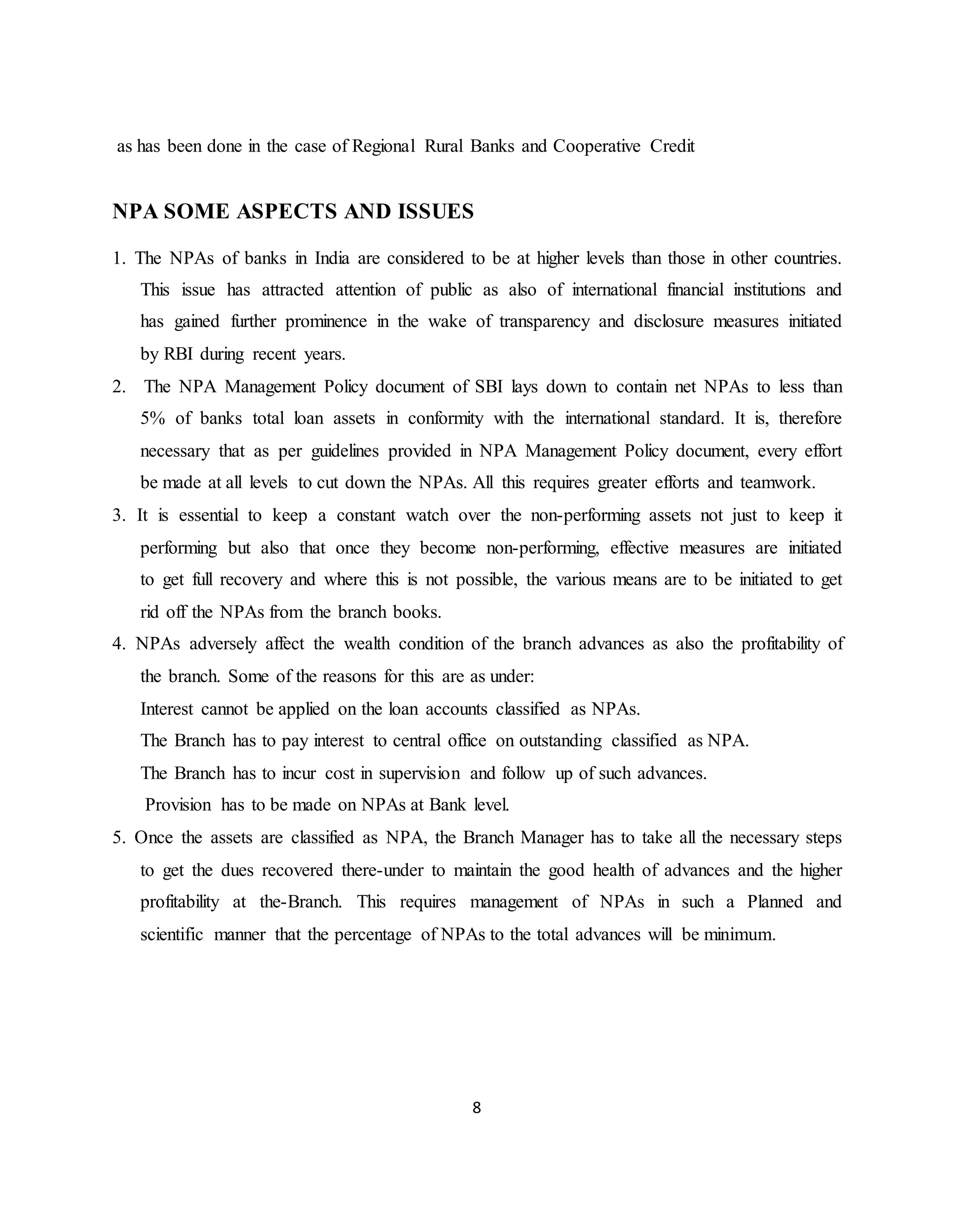 Npa management (finance project) | DOC