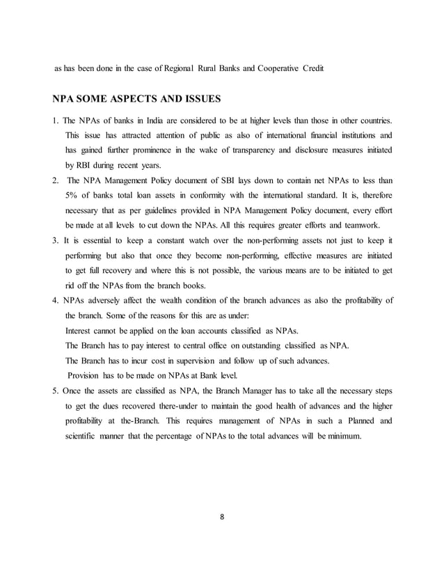 Npa management (finance project) | DOC