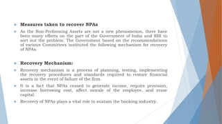 NPA recovery mechanism in India - Praveen S.pptx | Consumer Banking ...