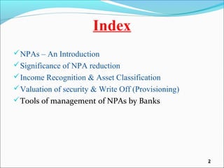 NPAs and their management in banks in India | PPT