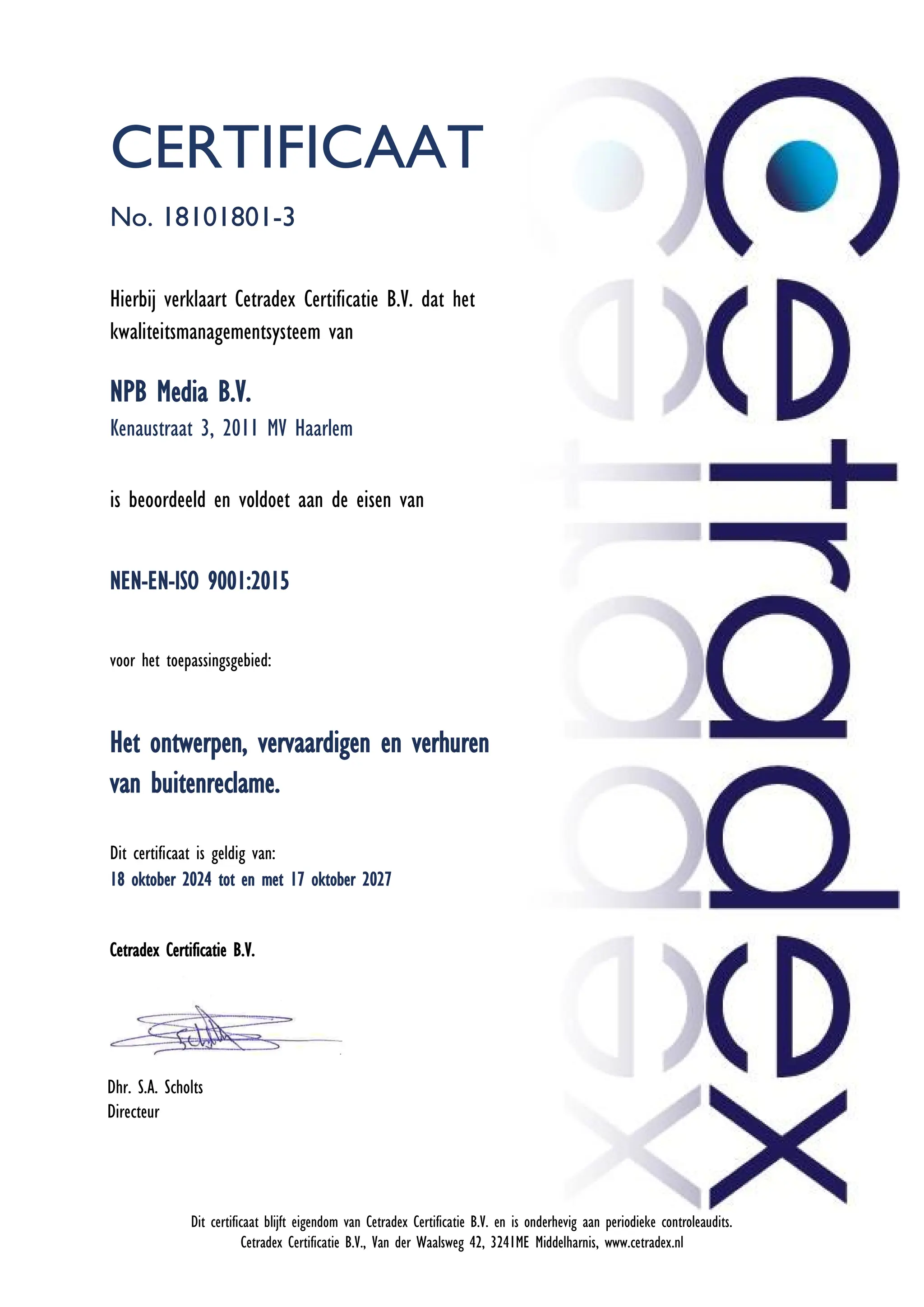 NPB Media | ISO 9001 Certificaat 18101801-3 | PDF