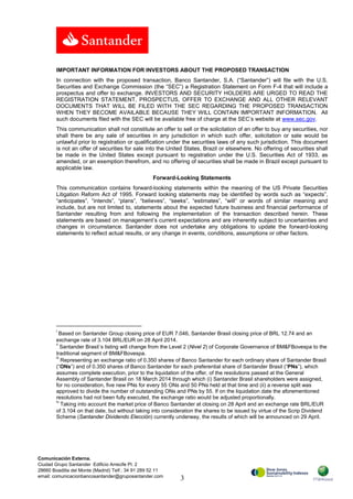 Santander announces an offer to acquire 25% of its Brazilian subsidiary ...