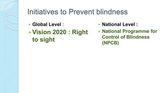 National Programme for Control of Blindness | PPTX | Eye and Vision ...
