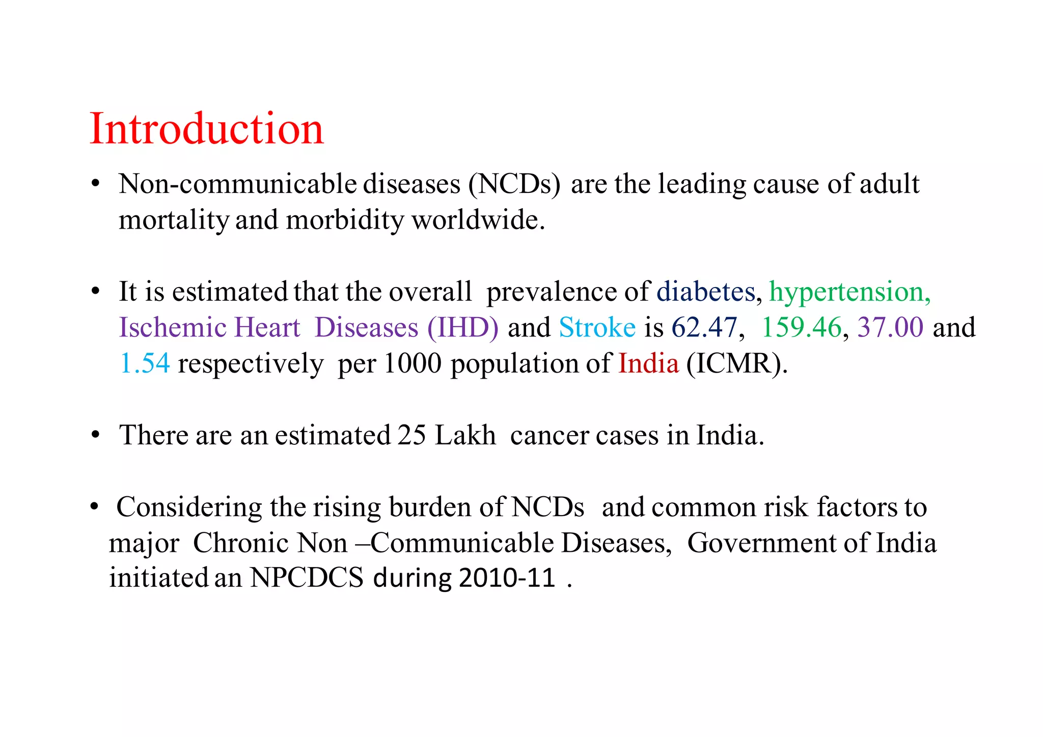 National programme for prevention and control of cancer, diabetes, CVDs ...
