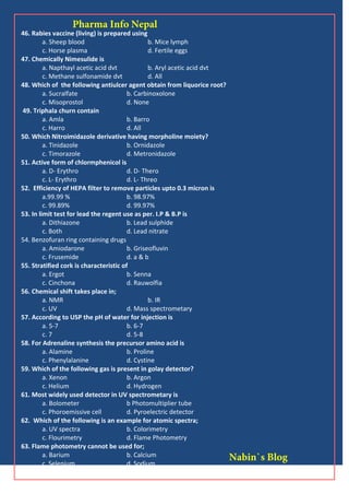 Pharmacist License Exam Question (NPC) | PDF