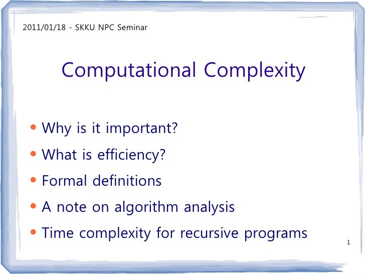 Computational Complexity Computational Complexity