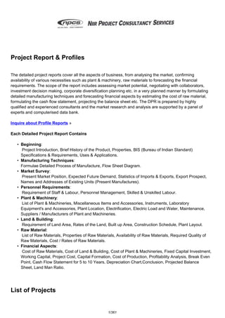 Npcs List of Project Reports | PDF