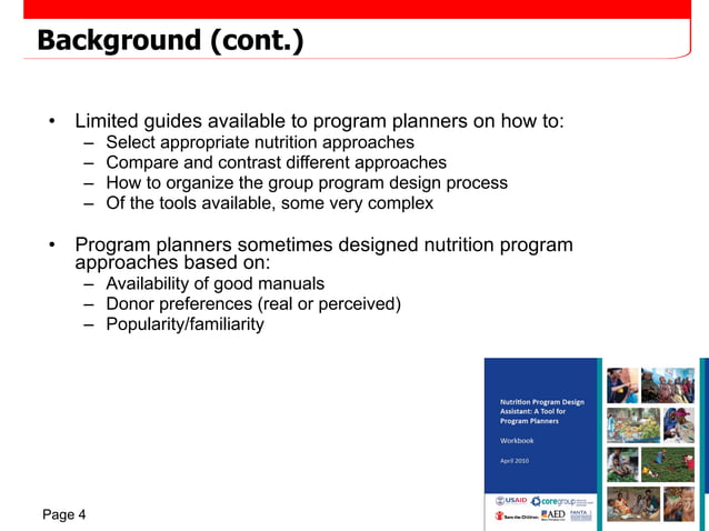 Introduction to the Nutrition Program Design Assistant | PPT