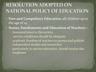 National policies of Education, an overview | PPTX