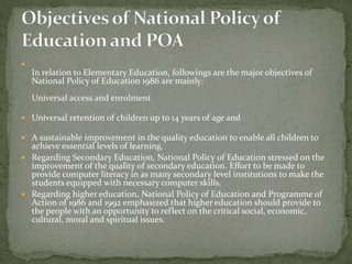 National policies of Education, an overview | PPTX