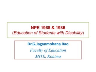 NPE-68 & 86 recommendations for PWD | PPTX