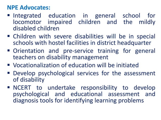 NPE-68 & 86 recommendations for PWD | PPTX | Special Education | Education