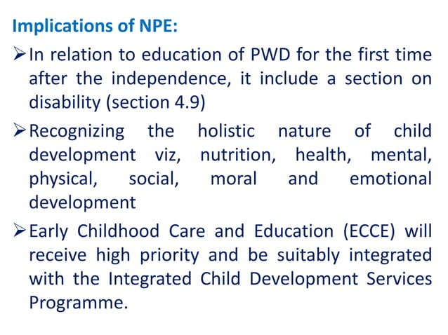 NPE-68 & 86 recommendations for PWD | PPTX | Special Education | Education