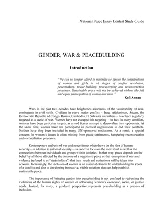 GENDER, WAR & PEACEBUILDING | PDF