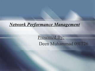 Network Performance Management | PPT