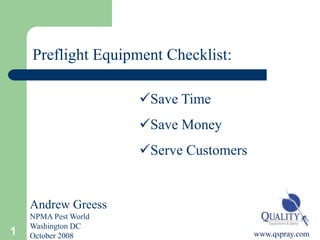 Spray Equipment - Pre-Flight Check list | PPT